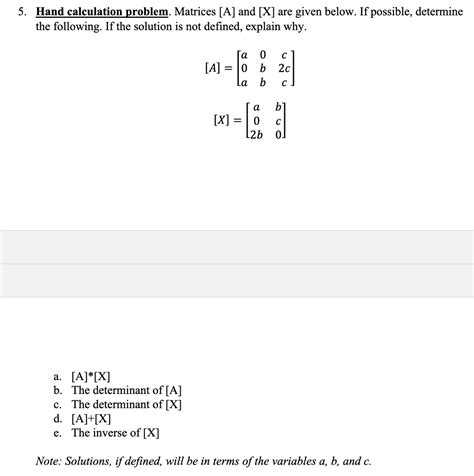 Solved A A X B The Determinant Of Ac The Chegg Com