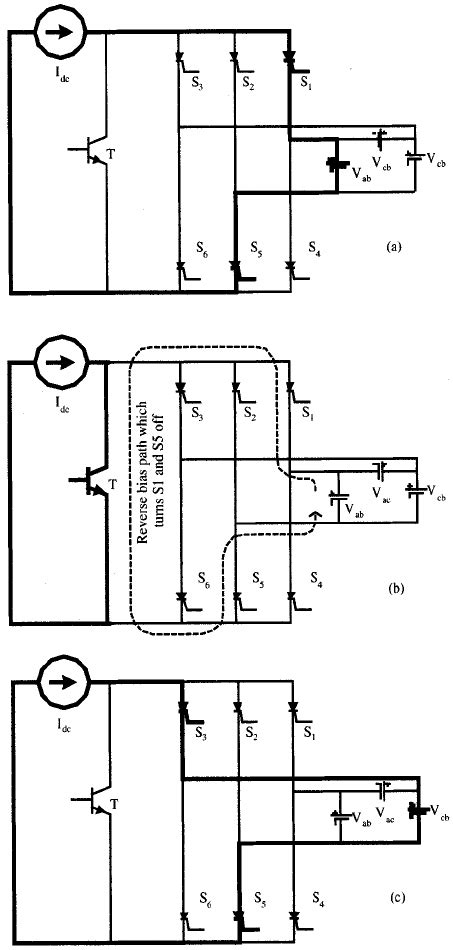 schematic of current flow during typical switching states and