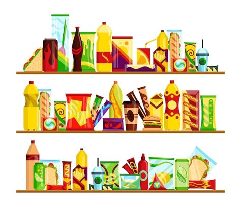 Premium Vector Snack Product Set On Shelves