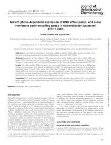 Pdf Growth Phase Dependent Expression Of Rnd Efflux Pump And Outer Membrane Porin Encoding