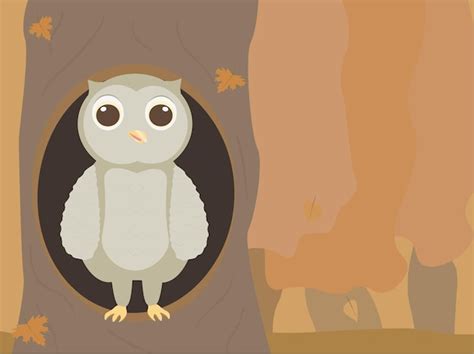 hibou assis dans le creux de l arbre vecteur premium