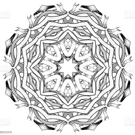 원형 무늬 만다라 잉크 펜 모세관 흑백 어린이와 성인을위한 색칠 공부 벡터 일러스트 수제 빈티지 배너 리본 흰색에 고립 0명에 대한 스톡 벡터 아트 및 기타 이미지 Istock