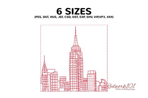 Classy Empire State Building Lineart Machine Embroidery Designs