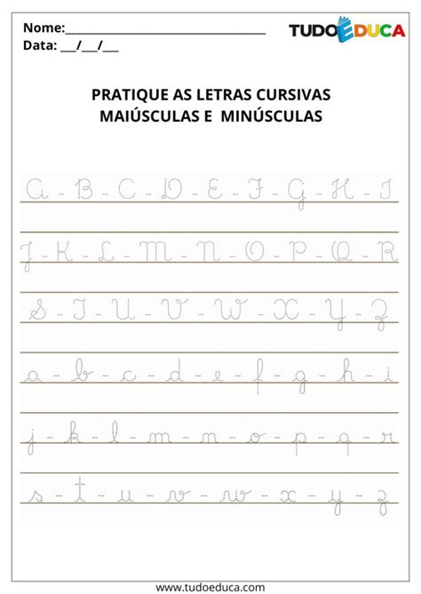 7 Atividades Com Letra Cursiva Para 1º Ano