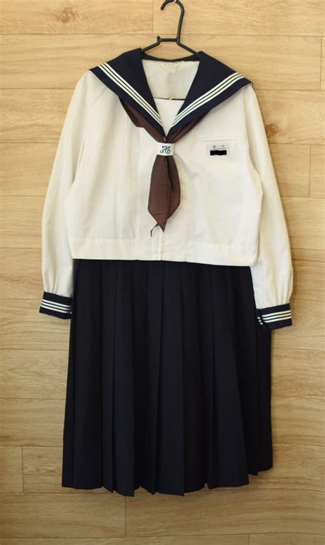 制服市場 b 良好 名札付き ギガサイズ170B 茨城県 境町立境第一中学校 前開き中間セーラー服