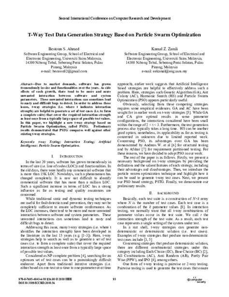 Pdf T Way Test Data Generation Strategy Based On Particle Swarm Optimization