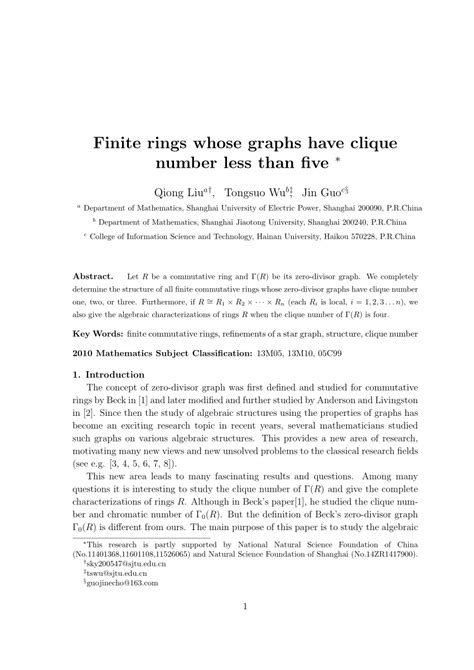 Pdf Finite Rings Whose Graphs Have Clique Number Less Than Five