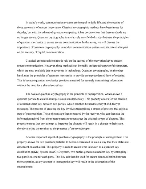 The Importance Of Quantum Cryptography In Modern Communication Systems