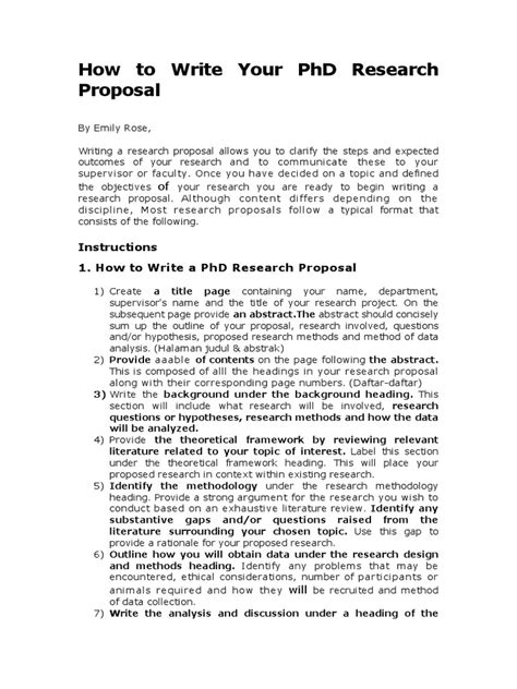 How To Write Your Phd Research Proposal Data Analysis Hypothesis
