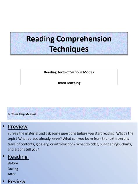 Reading Comprehension Techniques Pdf Speed Reading Reading