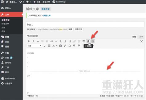 在 Wordpress 後台編輯器中加入 分頁按鈕 免費下載 重灌狂人