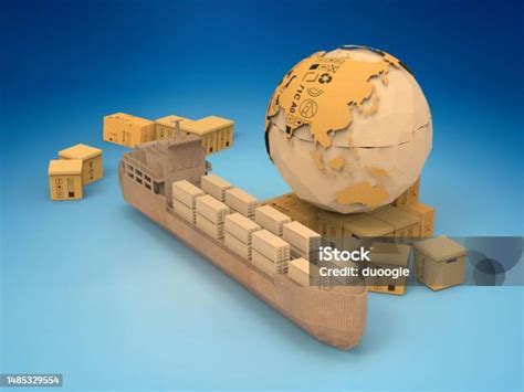 판지 세계지도 글로벌 물류 운송 및 전 세계 배송 비즈니스 3d 일러스트레이션 개념 세계 공급망 포장에 대한 스톡 사진 및 기타 이미지 Istock
