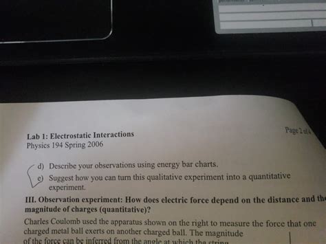 Lab 1 Electrostatic Interactions Physics 194 Spring Chegg Com