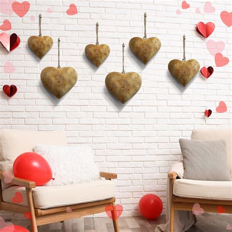 Tandefio 6 Pcs Valentines Day Vintage Metal Gold Heart