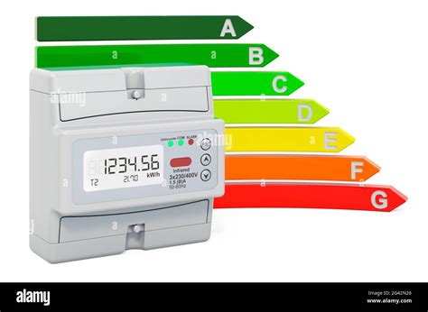 Electric Meter With Energy Efficiency Chart 3d Rendering Isolated On