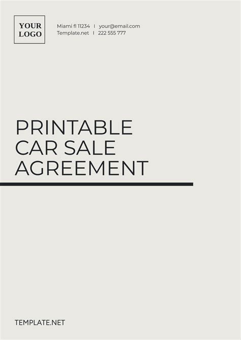Free Car Agreement Templates Editable And Printable