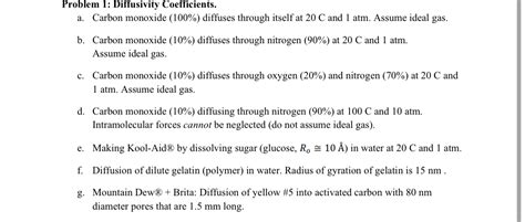 Solved Problem 1 Diffusivity Coefficients A ﻿carbon