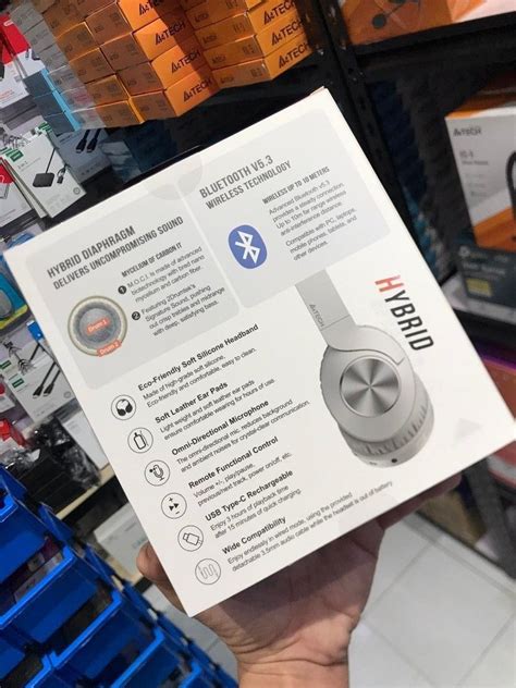 A Tech Drumtek BH Bluetooth Wireless Headphone Grayish White Audio Headphones Headsets