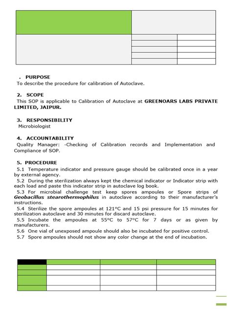 Sop For Calibration Of Autoclave Pdf Sterilization Microbiology