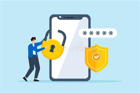 Flat Illustration Of Man Securing Mobile Devices Protecting Smartphones