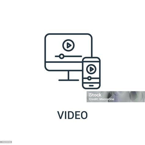 Vetores De Vetor De Ícone De Vídeo Da Coleção De Anúncios Linha Fina Vídeo Ilustração Do Vetor