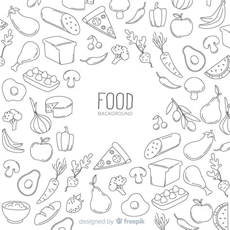 손으로 그린 음식 배경 무료 벡터