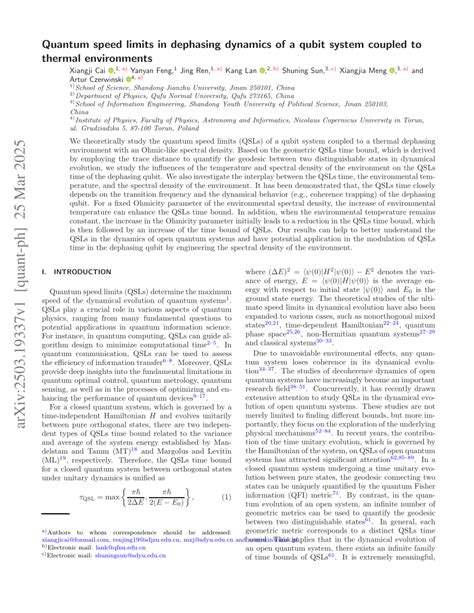 Pdf Quantum Speed Limits In Dephasing Dynamics Of A Qubit System