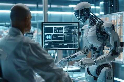 Premium Photo Advanced Robotics And Human Interaction In Modern Lab