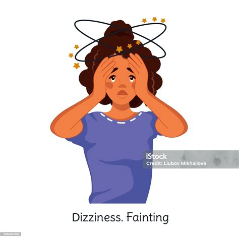 Dizziness Fainting A Sick Africanamerican Woman With Vertigo Stock
