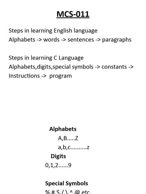 Mcs 011 Presentation Download Free Pdf Reserved Word Computer Program