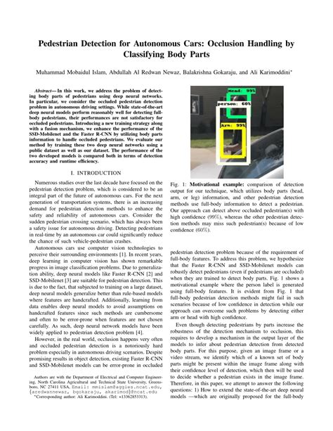 Pdf Pedestrian Detection For Autonomous Cars Occlusion Handling By Classifying Body Parts