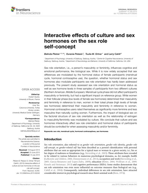 Pdf Interactive Effects Of Culture And Sex Hormones On Sex Role Self