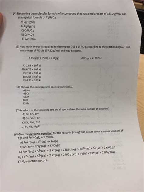 Solved 14 Determine The Molecular Formula Of A Compound