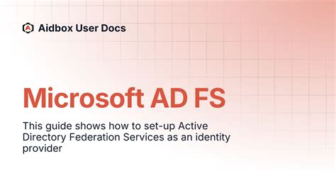 How To Configure Microsoft Ad Fs For Access To The Aidbox Ui Aidbox