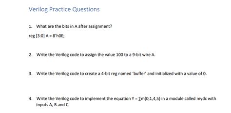 Solved Verilog Practice Questions What Are The Bits In A Chegg Com