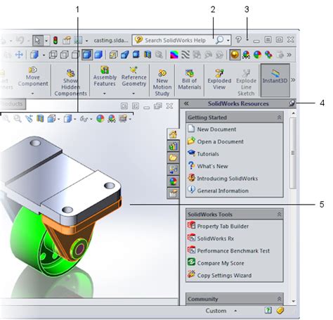 learning the solidworks user interface cad mode