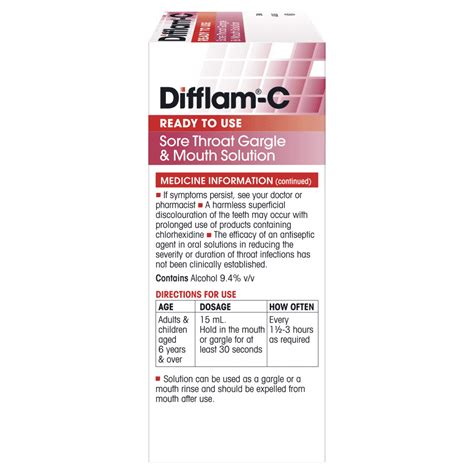 Difflam C Sore Throat Gargle Mouth Solution Antiseptic 100mL