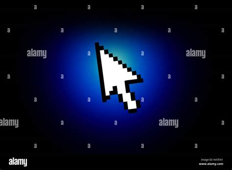 View Of A Pixeled Black And White Mouse Pointer Displayed On A Futuristic Interface Connection