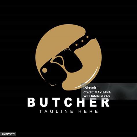 정육점 로고 디자인 나이프 절삭 공구 벡터 템플릿 제품 브랜드 일러스트 레이 션 고기에 대한 스톡 벡터 아트 및 기타 이미지