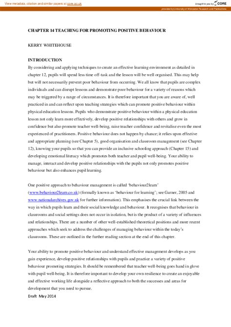Pdf Teaching For Promoting Positive Behaviour