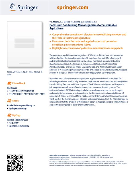 Pdf Potassium Solubilizing Microorganisms For Sustainable Agriculture