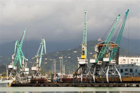 Premium Photo Seaport With Cranes