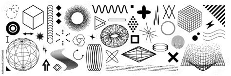 Set Of Graphic Geometric Assets With A Bitmap Elements Vector Modern