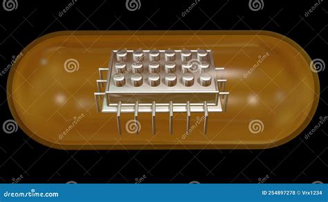 Bioelectronics Microchip In Pill Capsule View Stock Illustration Illustration Of