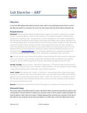 Lab Arp 2 Docx Lab Exercise ARP Objective To See How ARP Address Resolution Protocol Works