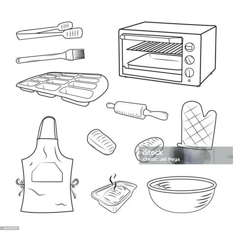 Baking Tools Vector Set Kitchen And Pastry Sketch Vector Set Stock