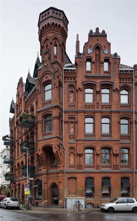 Brick Gothic Revival Apartment Building In Hannover Germany [building