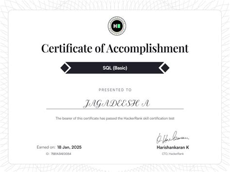 Sql Dataanalysis Continuouslearning Hackerrank Certification