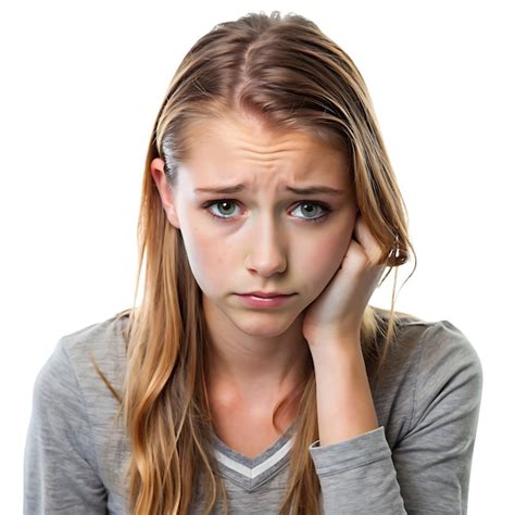 Teen Girl With Worried Expression Premium Ai Generated Image