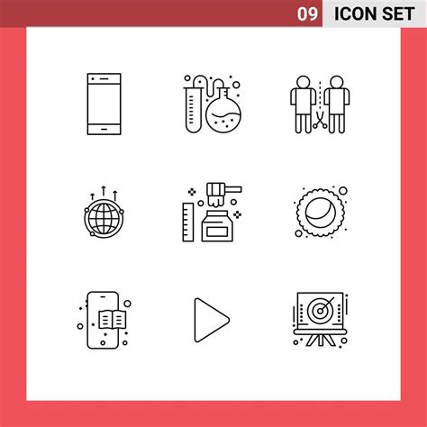9 User Interface Outline Pack Of Modern Signs And Symbols Of Connection Business Education Globe